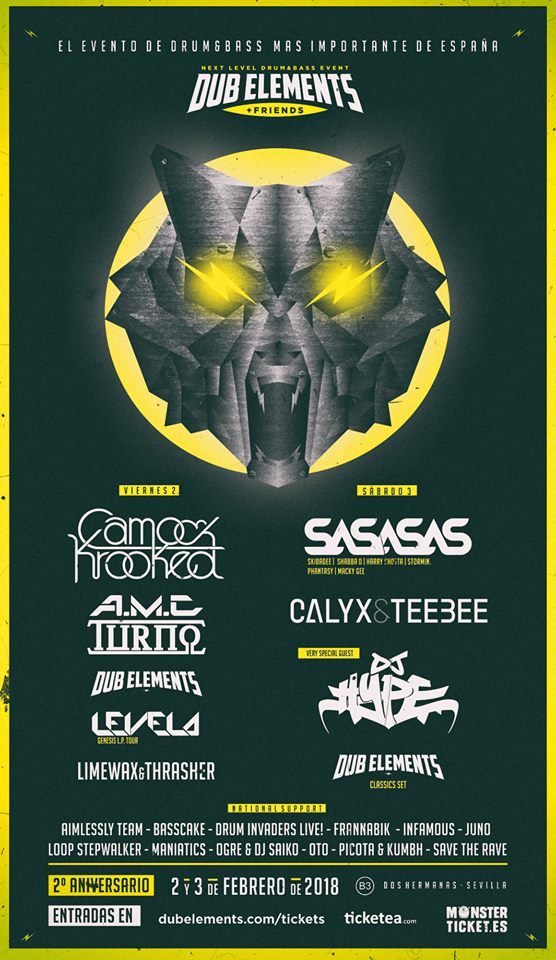 Cartel completo para la nueva edición Dub Elements & Friends (2-3 Febrero) – HOUSE ANDUJAR