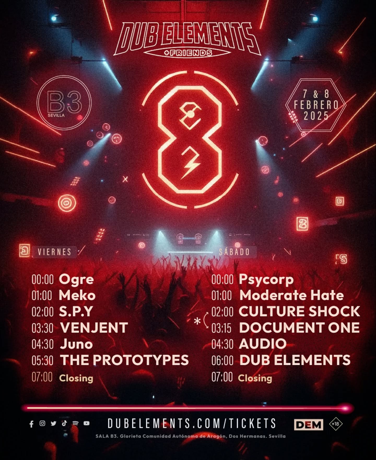 Horarios para el 8º Aniversario de Dub Elements & Friends – HOUSE ANDUJAR